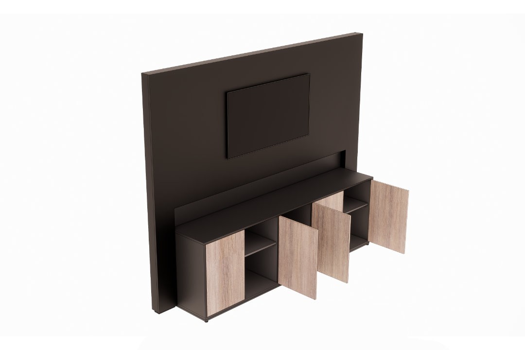 Painel de TV com armário Harvard | Funcional Mobiliário Corporativo